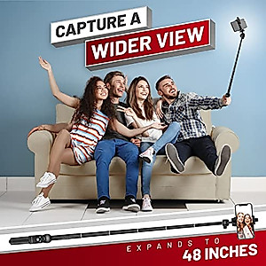 PhotoMate 48 Inch Selfie Stick Tripod with Remote for iPhone 14, 13, 12, 11, Max, Pro, Android - Mini Portable Cell Phone Stand