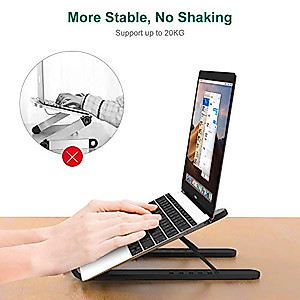 Harita Foldable Laptop Stand, Laptop Holder Riser Computer Stand, Adjustable Height Portable Notebook Stand, Compatible with 10-15.6” Laptops and Tablets (Black)