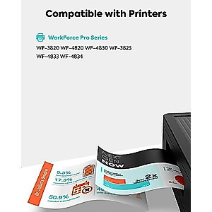 TESEN Remanufactured 822XL Ink Cartridge Replacement for Epson T822XL 822XL Work for WF-4820 WF-4833 WF-4830 WF-4834 Epson WF-3820 WF-3823 Latest Chip