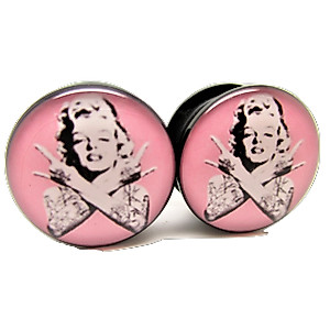 Pierced Republic Marilyn Monroe Tatted Ear Plugs - Acrylic - Screw-On - New *Pair* - 8 Sizes (00 Gauge (10mm))