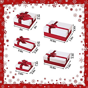 Tenceur 10 Pcs Valentines Gift Boxes with Lids Assorted Sizes Gift Boxes for Presents Gift Box with Ribbon for Christmas, Birthdays, Weddings, Housewarmings, Anniversaries(Red and White)