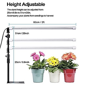 JCBritw Desktop LED Grow Light Bar T8 2ft Plant Growing Lamp on Stand for Indoor Plants White Full Spectrum Adjustable Tabletop Plant Light for Seed Starting, Seedlings, Veg, Flower