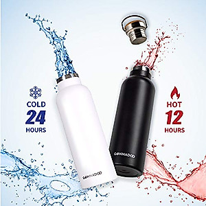 GONNADOO Stainless Steel Insulated Water Bottle 25 oz with 3 Lids, Vacuum, Insulated Stainless Steel, Hot Water, Cold Water, Sports Water Bottle (Black)