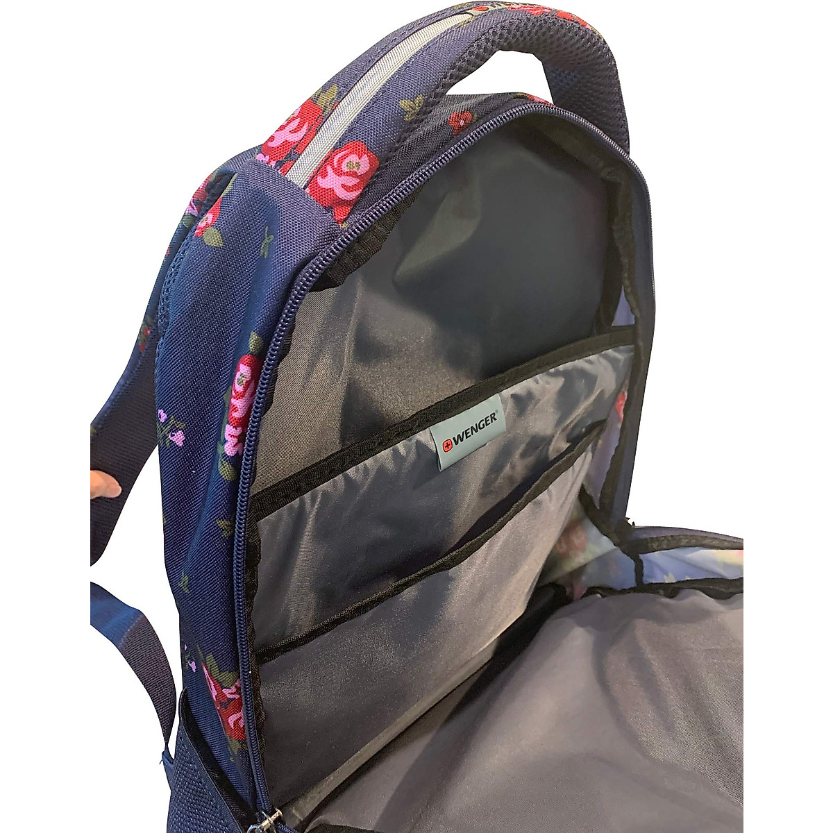 Wenger Upload Backpack With 16" Laptop Pocket And Tablet Pocket, Navy Floral Print