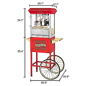 Great Northern Popcorn 5995 10 oz. Perfect Popper Popcorn Machine with Cart - Red