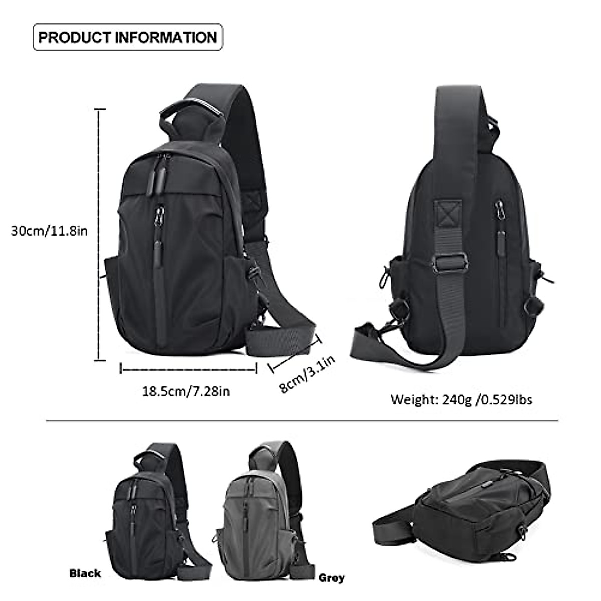 Honebear Crossbody Sling Backpack Sling Bag Sling Crossbody Backpack Shoulder Bag for Men Women, Lightweight One Strap Backpack Sling Bag