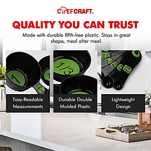 Chef Craft Easy to Ready Plastic Measuring Cup Set, 10 piece set, Green