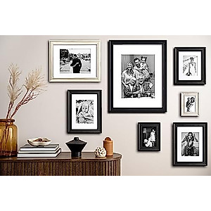 Yaetm 11x14 Picture Frame with Mat for 8x10 Set of 4, 1.4" Wide Molding & Distressed Black Photo Frames 11 x 14 with Tempered Glass for Wall Gallery, Home and Office, Wall Mount (4 pack, Black)