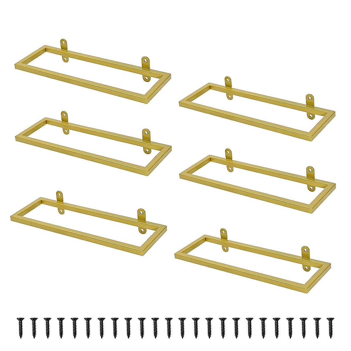 UOIENRT [6 Pack] Wine Rack Wall Mounted, Gold Rectangular Wine Rack Wine Bottle Holder Display Rust-Proof, Red Wine Shelf Perfect for Kitchen Bar Restaurants Cabinets Basements Wine Cellars