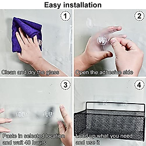 AccEncyc 4 Pack Shower Caddy Adhesive Replacement Heavy Duty Strong Sticky Hooks for Bathroom Shower Caddy Corner Shelf Clear - Double Hook