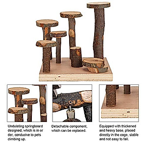 Oreilet Hamster Guinea Pig Toys, Wooden Hamster Climbing Toys Durable Natural Hamster Wooden Square Hamster Chew Toys Set, Gerbils Pets for Small Animals Pets(Apple Wood Column, S, Blue)