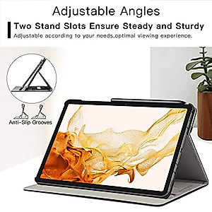ZtotopCases for Samsung Galaxy Tab S8/S7 Case 11 Inch(SM-X700/X706/T870/T875/T878), PU Leather Folding Stand Cover with Auto Sleep/Wake & Multiple Viewing Angles, Support S Pen, Black