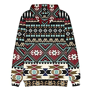 early access Hoodies for Men Pullover Long Sleeve Causal Western Aztec Ethnic Pullover Hooded Ethnic Print Crewneck Sweatshirt sweatshirts for men big and tall Dark Gray 4X