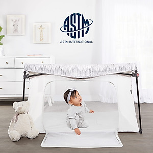 Dream On Me Ziggy Square Playpen Dove White/Easy Set Up/Breathable Mesh Walls/Stylish Finishes/Folds Compactly/Easy Storage/Lightweight/Ideal for Travel
