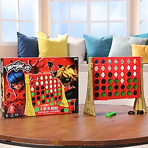 Miraculous Ladybug - GET 4, Paris Grid with Connect Ladybug and Cat Noir Tokens, 4 in a Row Game, Strategy Board Games for Kids, 2 players, Toys for Kids for Ages 6 and Up (Wyncor)