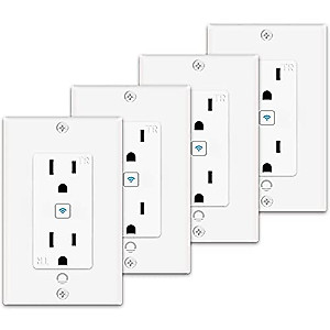 Smart Outlet in-Wall - Smart Electrical Outlet That Work with Alexa, Google Home, 15 Amp, No Hub Required, ETL & FCC Certified, 2.4G WiFi Only (4 Pack)