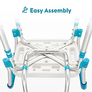 Health Line Massage Products Shower Chair with Back for Seniors, Bathtub Seat with Removable Arms for Handicap, Disabled & Elderly - Adjustable Shower Bench for Tubs (FSA or HSA Eligible)