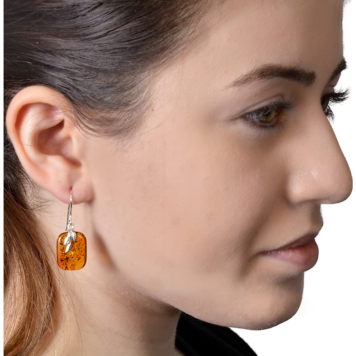 Sterling Silver Baltic Honey Amber EarringsFern