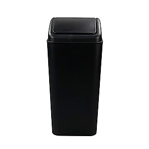 Xowine 4.2 Gallon Small Plastic Trash Can with Swing Lid, Garbage Can for Kitchen, Black