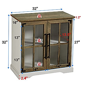 Okvnbjk Coffee Bar Cabinet with Storage,32 Inch Accent Cabinet with Adjustable Shelves for Kitchen Dining Area/Sideboard Cabinet,(Barnwood/White)
