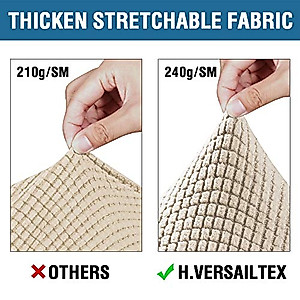 H.VERSAILTEX 4 Piece Stretch Sofa Covers for 3 Cushion Couch Covers for Living Room Furniture Slipcovers (Base Cover Plus 3 Seat Cushion Covers) Upgraded Thicker Jacquard Fabric (Sofa, Natural)