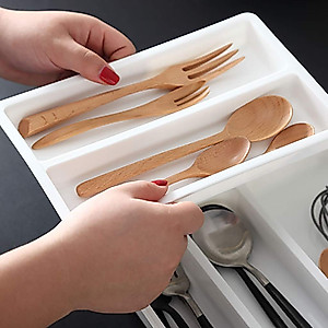 Storage rack plastic cutlery tray for separating kitchen drawers, 31.2×23.9×6.6cm
