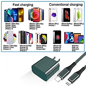 [Apple MFi Certified] iPhone 13 12 11 Charger,2-Pack 20W PD USB C Wall Charger with 10FT Type C to Lightning Cable,iPhone Charger Fast Charging Compatible with iPhone 13 12 11 Pro Max iPad/Airpods