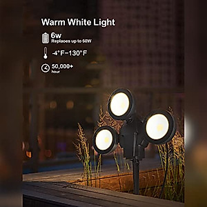 ZHMA 6W Low Voltage Landscape Lights , 12V Led Garden Landscape Lighting, Waterproof Outdoor Spot Lights for Tree,Yard,Flag ,Walkway（2 Pack）