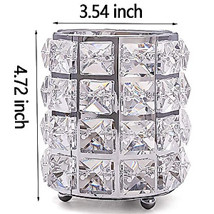 Tasybox Crystal Makeup Brush Holder Organizer, Handcrafted Cosmetics Brushes Cup Storage Solution (Silver)