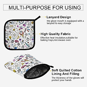 Oyihfvs Physics Maths Astronomy Oven Mitts Pot Holders Sets Heat Resistant Kitchen Oven Gloves Potholder Hot Pads for Cooking Baking Microwave Grill