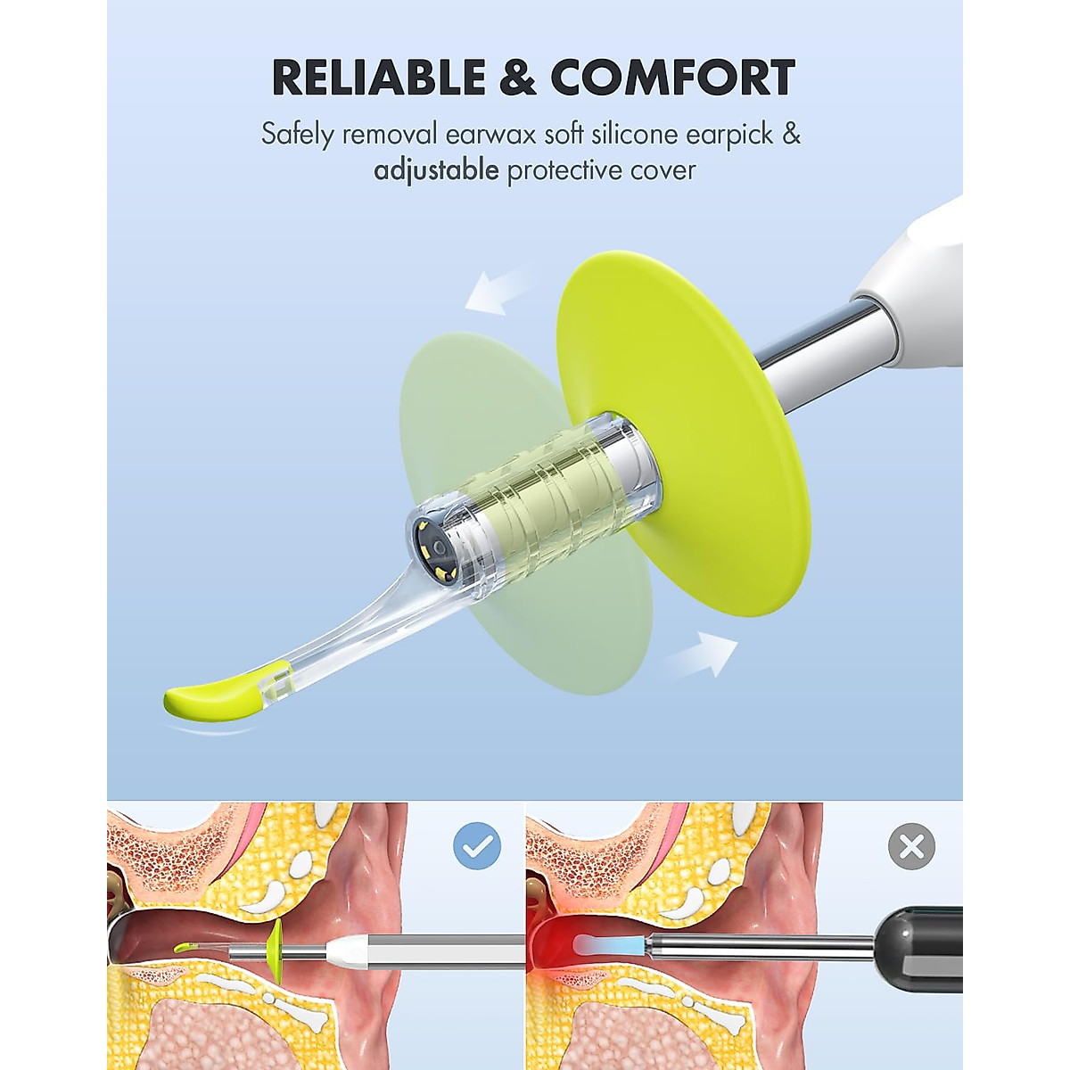 Anykit 3.9 mm Visual Digital Otoscope with 6 LED Lights and Earwax Removal Tool for Adults & Children, Compatible with iPhone & Android