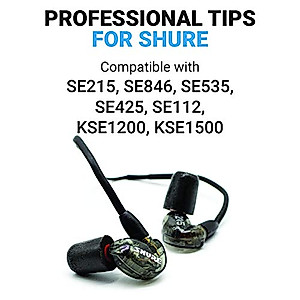 Comply Professional Series Memory Foam Tips for All Shure Earbuds | Size Medium, 3 Pairs,Black