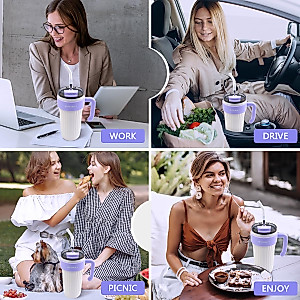 PHILORN 27 oz Tumbler with Lid, Straw & Handle, Stainless Steel Insulated Water Bottle, Leak Proof Travel Tumbler Fits in Cup Holder, White Cup for Cold & Hot Drinks