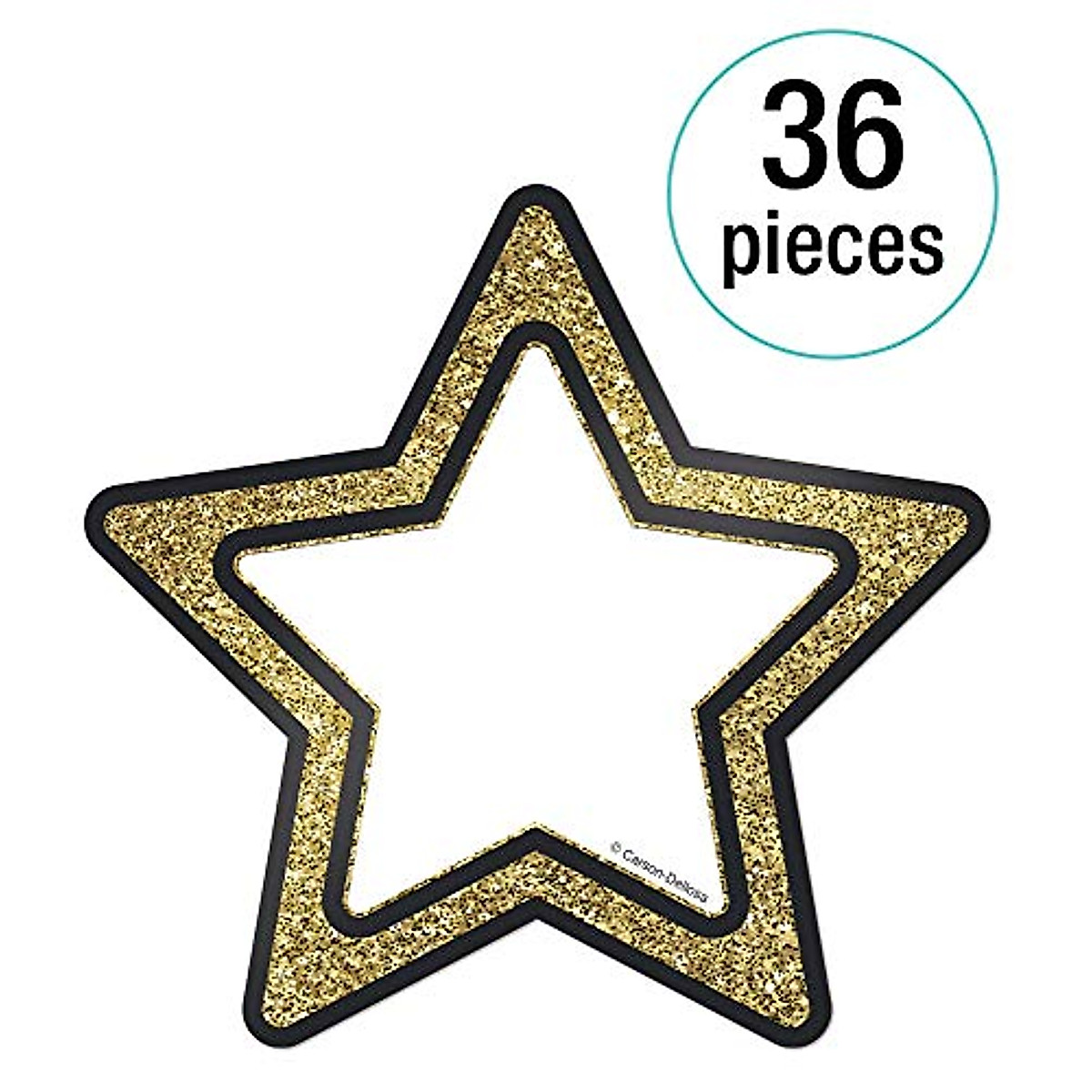 Carson Dellosa – Gold Glitter Stars Colorful Cut-Outs, Classroom Décor, 36 Pieces