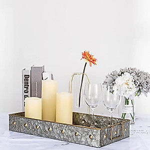Efavormart 19"x9.5" Galvanized Metal and Wooden Decorative Serving Tray with Handle for Wedding Banquet Party Decoration