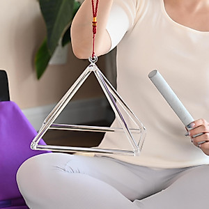 CVNC 12 Inch Quartz Crystal Singing Pyramid Healing Musical Instrument + Carry Case Bag For Sound Healing Meditation