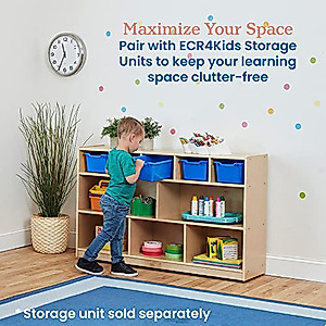 ECR4Kids Scoop Front Storage Bin, Multipurpose Organization, Blue, 5-Piece