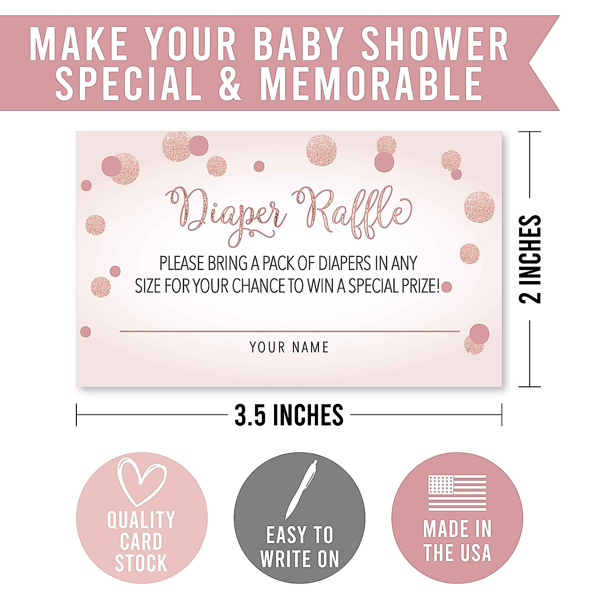 25 Baby Shower Diaper Raffle Tickets For Baby Shower Girl - Gold Baby Shower Games For Girls, Diaper Raffle Cards, Baby Raffle Tickets, Baby Shower Invitation Inserts, Baby Shower Ideas