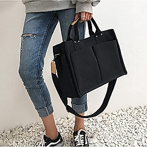 Yabeina Kail Women Canvas Tote Handbags Casual Shoulder Work Bag Crossbody Aesthetic Canvas Tote Bag Large Capacity Crossbody Bag
