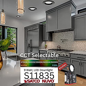 Satco (8 Pack) Led Color Selectable Downlight Retrofits, Part Number S11835, 9 Watt; 5 Inch - 6 Inch; Cct Selectable; 120 Volts; Dimmable; Black Finish for Industrial and Commercial Use