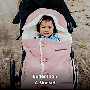 JJ Cole Bundle Me Winter Toddler Car Seat Cover and Bunting Bag - Urban - Weather Resistant Baby Carrier Cover - Stroller Accessories and Winter Baby Essentials - Blush Pink