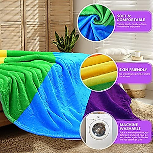 2 Pack Pride Rainbow Throw Blanket LGBT Flannel Blanket Colorful Stripe Rainbow Soft Warm Blankets for Bed Couch Sofa, LGBT Gifts for Teens Kids Adults