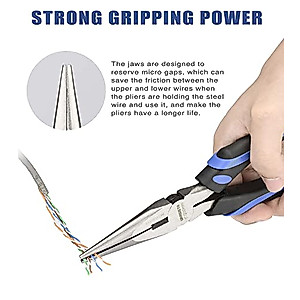 URASISTO 6-Inch Long Needle-Nose Side Cutting Pliers with Heavy Duty Nickel Chromium Steel Construction