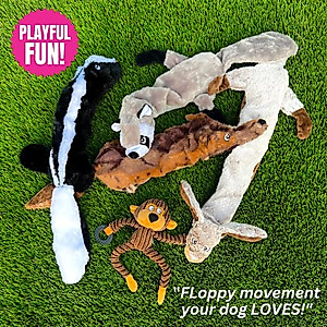 THE PET BUDS No Stuffing Dog Toy Set - 5 Pack Bundle - No Dangerous Stuffing to Chew or Swallow - 2 Squeakers Each - Big Dog Plush Toys for Small, Medium and Large Dogs - Cute Durable Squeaky Dog Toy