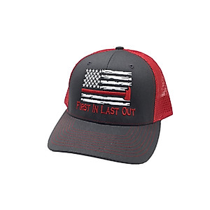 Trenz Shirt Company Firefighter Axe Flag Trucker Hat, First in Last Out