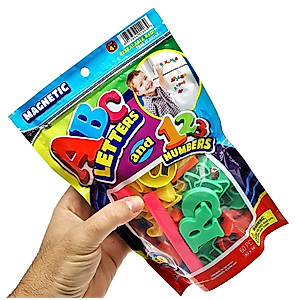 JA-RU ABC Magnetic Letters & Numbers (12 Bags) Colorful Plastic Letters Uppercase & Numbers Refrigerator Magnets for Kids. Educational Learning Toys Preschool Math & Alphabet. Classroom Toys. 1403-12p