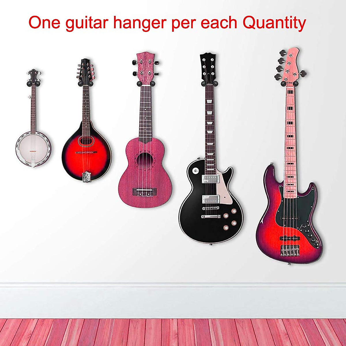 WOTLLA Guitar Wall Mount, Guitar Hanger Alloy Steel Guitar Wall Hangers for Acoustic Electric Guitar Banjo Bass Guitar, Gift for Guitar Players 2 Pcs