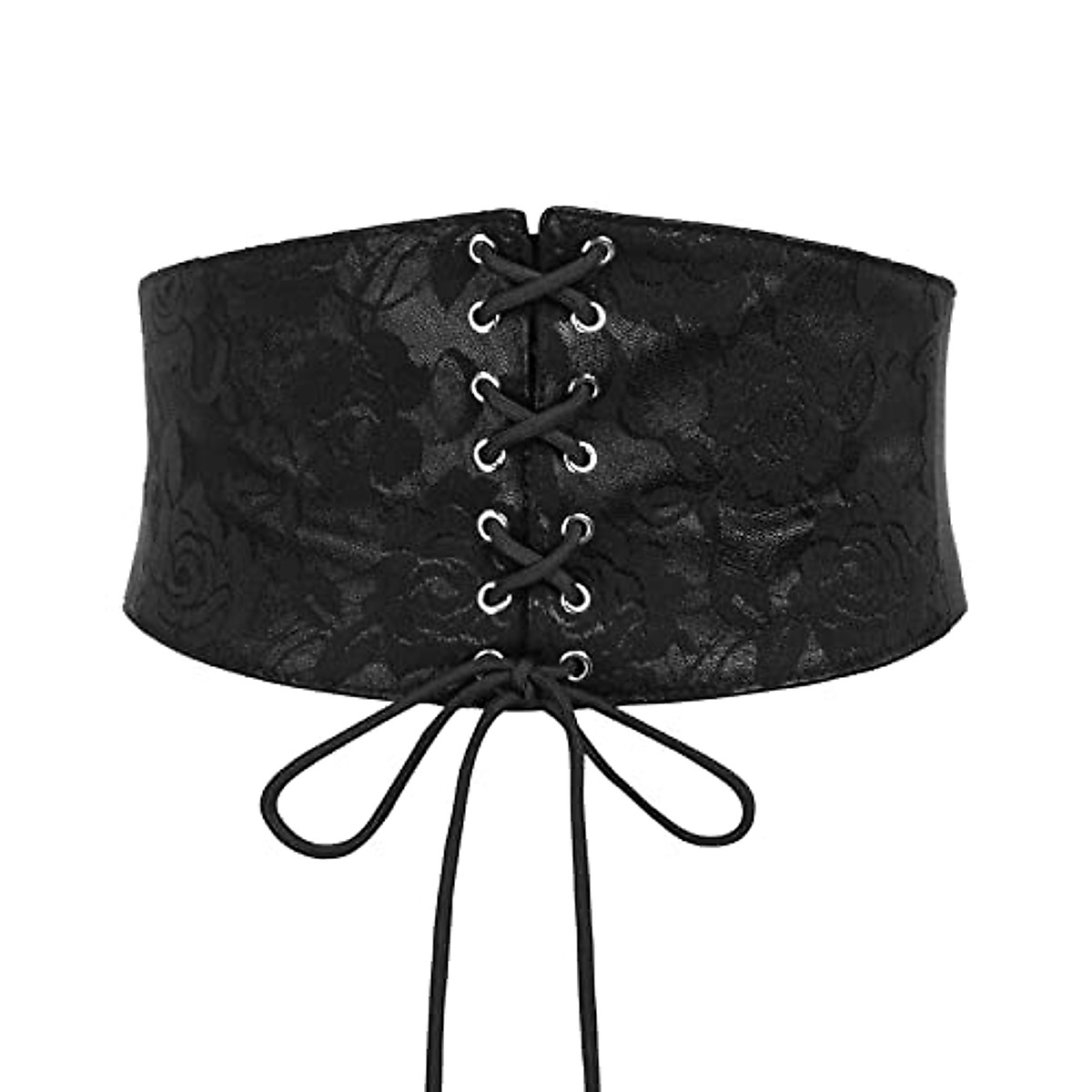 Scarlet Darkness Women's Elastic Corset Waist Cincher Belt Lace Renaissance Pirate Belts Black M