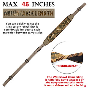 HUNTPAL 2 Point Gun Sling for Rifle Shotgun Corssbow, Length Adjustable Comfortable Neoprene Padded Shoulder Strap Hunting Sling w/o Swivels, Classic Airsoft Crossbow Gun Strap with Thumb Hole