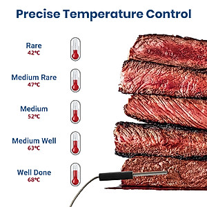 Parmedu Air Fryer Indoor Smokeless Grill: 12-in-1 Electric Air Grill Combo with Bake, Roast, Broil, Steam, Dehydrate, 1800W Power Grill with Smart Thermometer, Non-stick Dishwasher-safe Plates, 6Qt